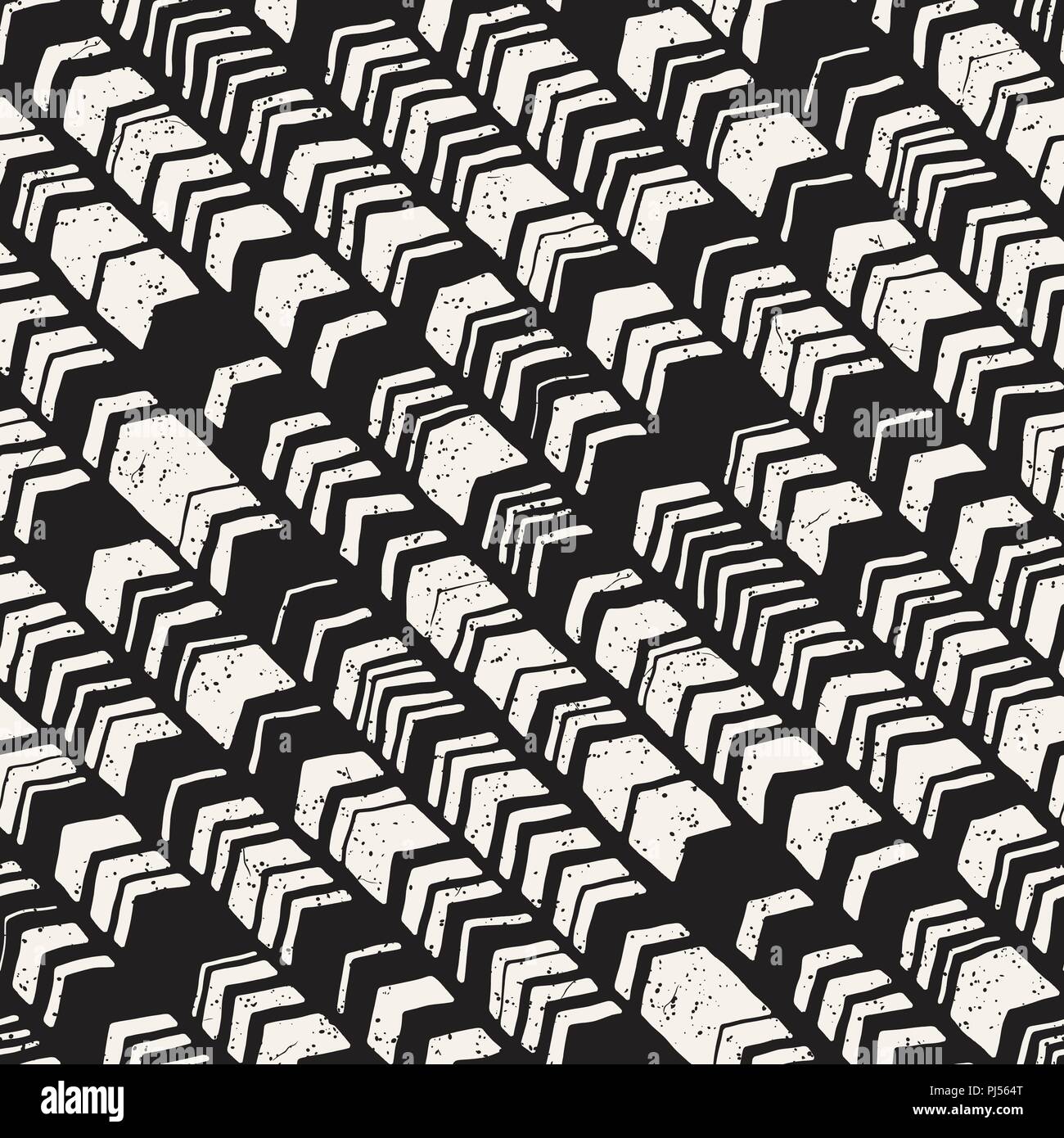 Vector seamless freehand pattern. Doodle monochrome print with hand ...