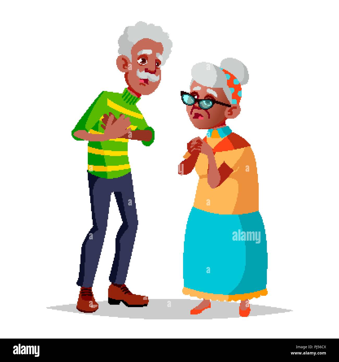 Elderly Couple Vector. Modern Grandparents. Old Age. With Glasses ...