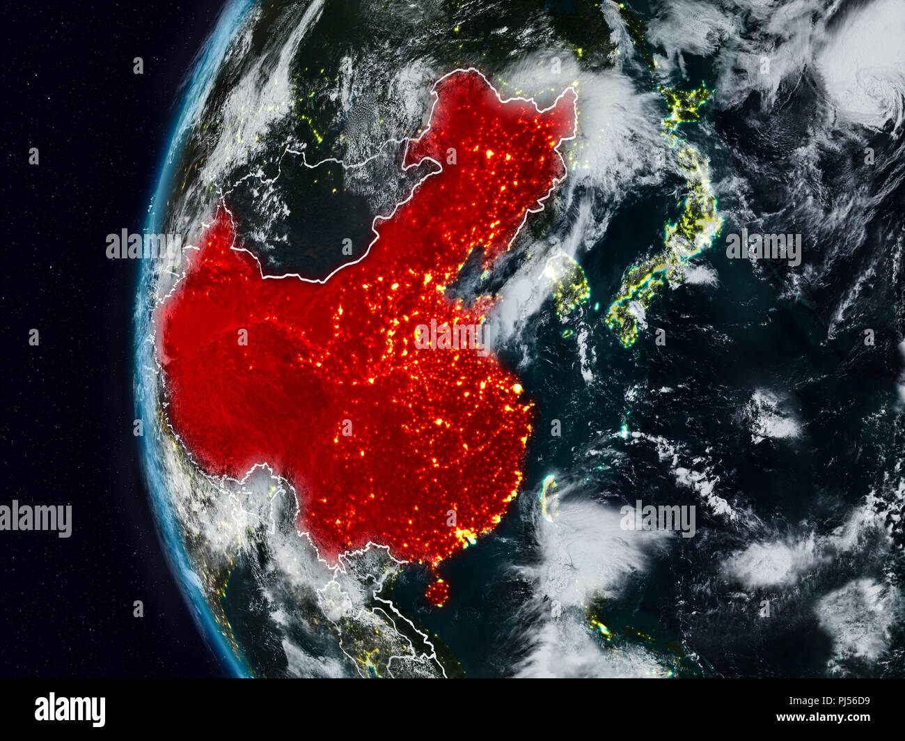 China at night nasa hi-res stock photography and images - Alamy