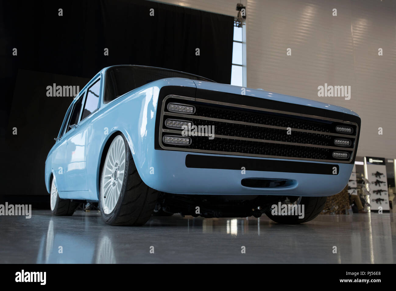 August 22, 2018. - Russia, Moscow. - Kalashnikov CV-1 electric vehicle ...
