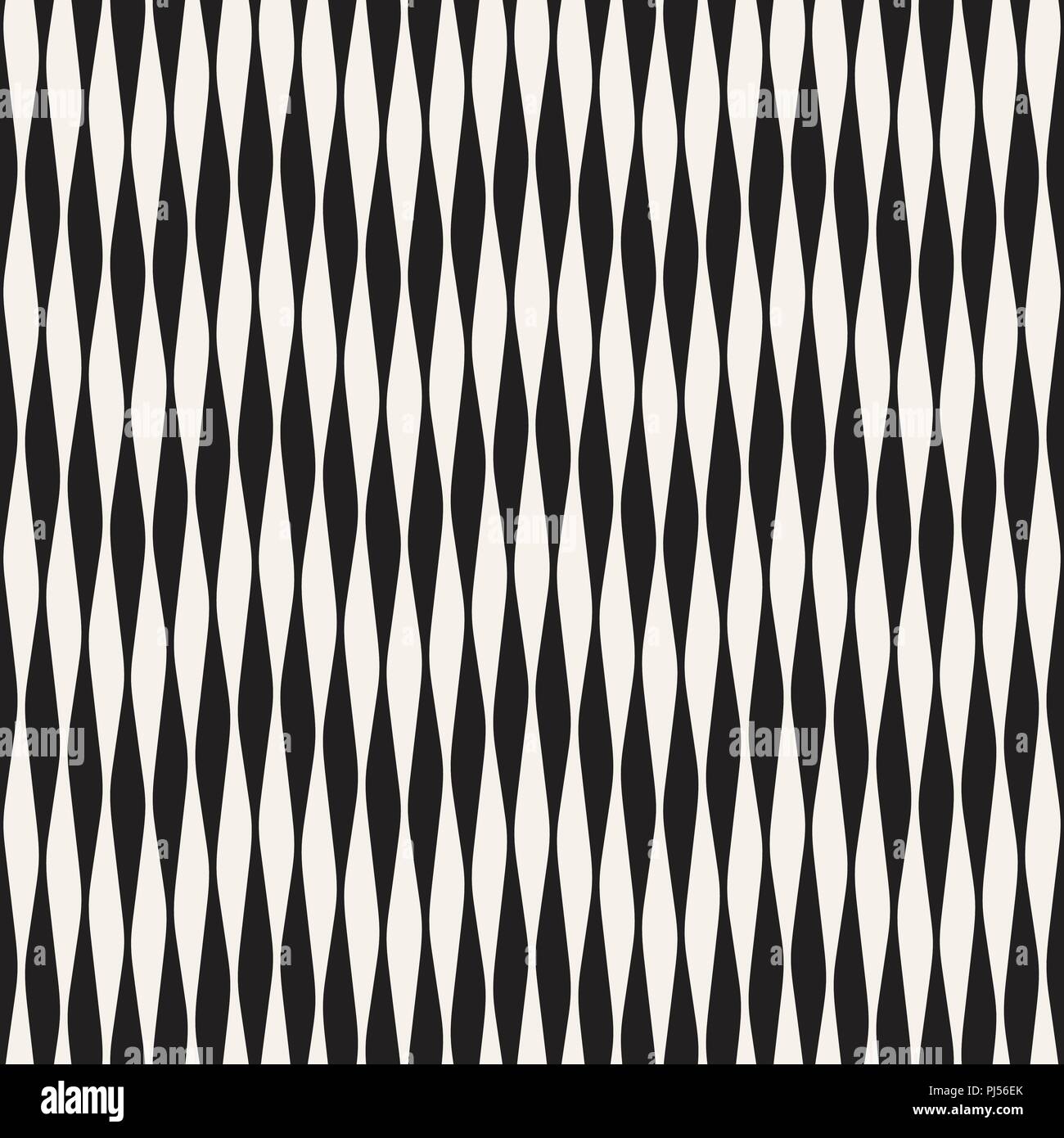 Wavy stripes vector seamless pattern. Retro wavy engraving texture ...