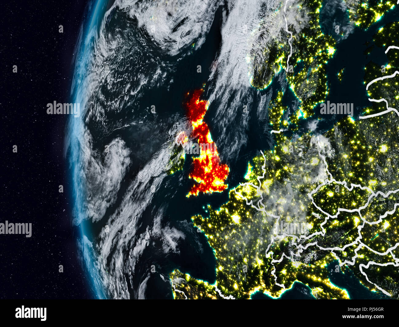 Satellite image of uk at night hi-res stock photography and images - Alamy