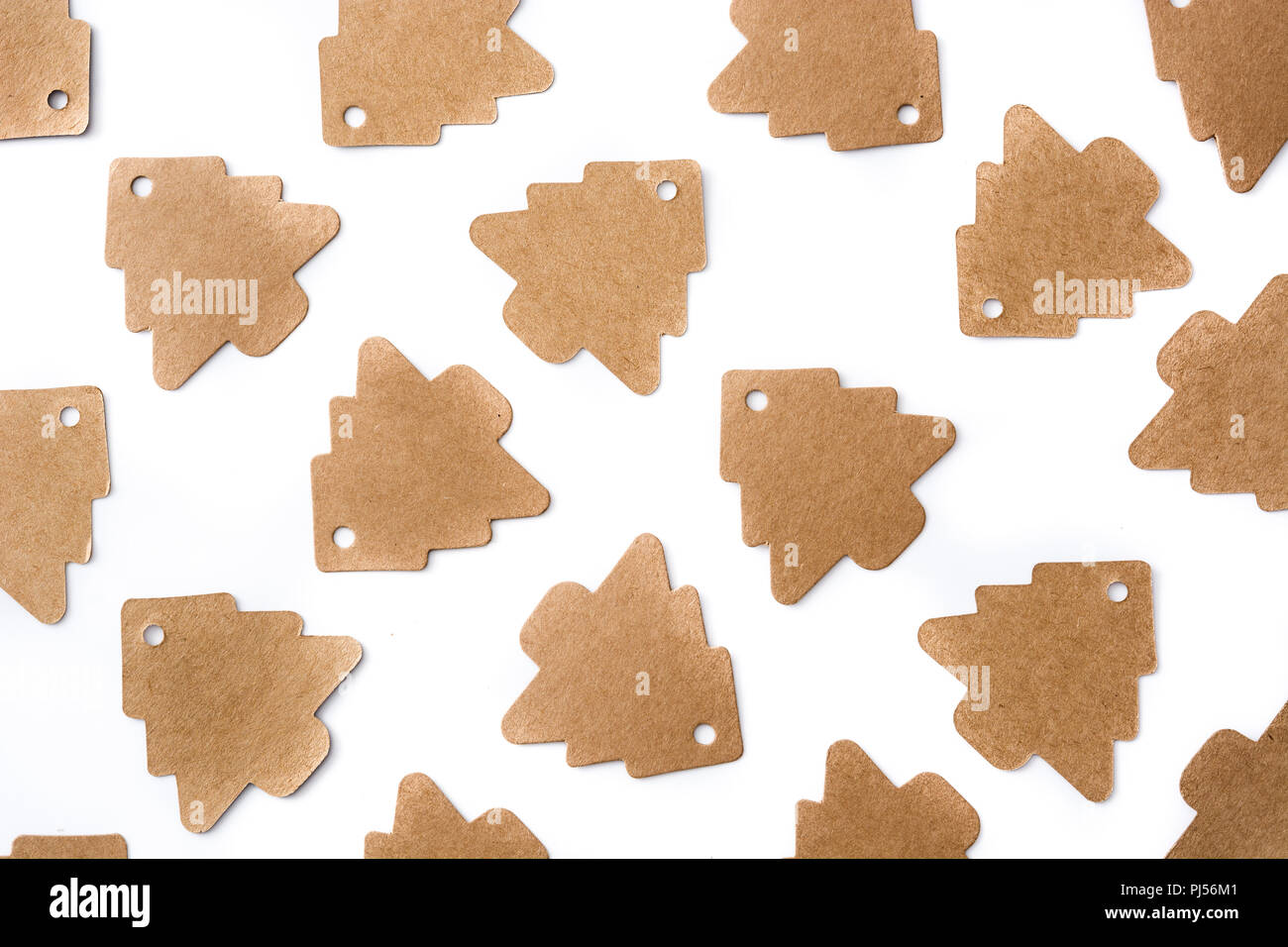 Christmas tree label pattern on white background Stock Photo - Alamy