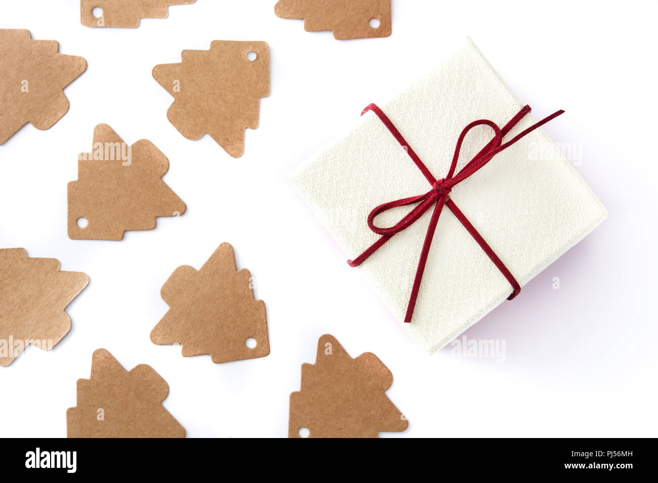 White gift box isolated on white background. Top view Stock Photo - Alamy