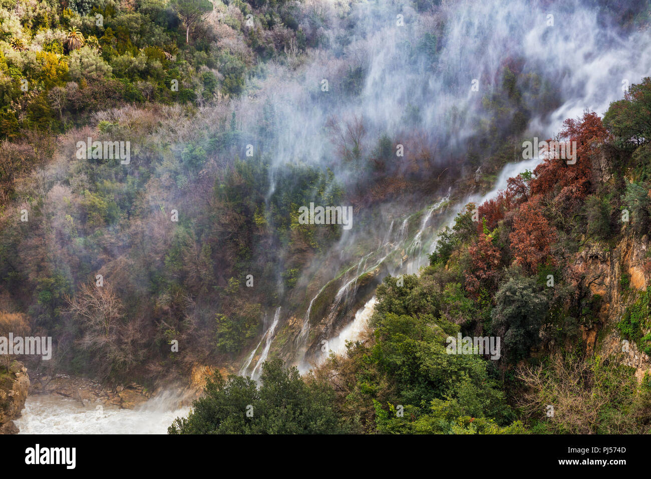Valley of Hell's waterfalls, Park, Villa Gregoriana, Tivoli, Lazio ...