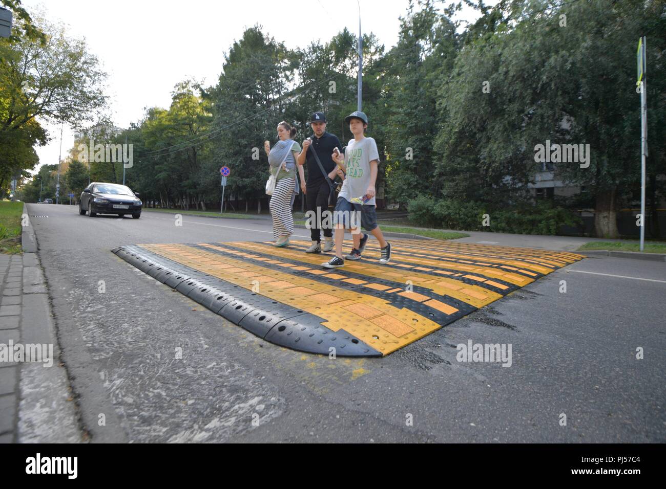 August 29, 2018. - Russia, Moscow. - The first raised pedestrian ...