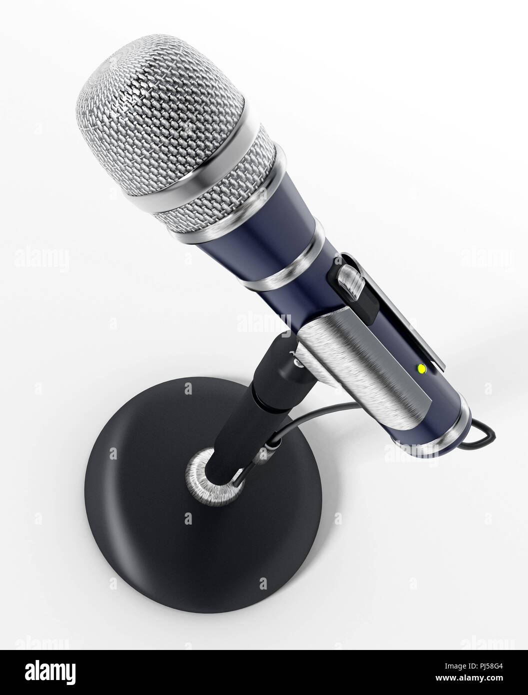 Classic design cable microphone with table stand. 3D illustration Stock ...