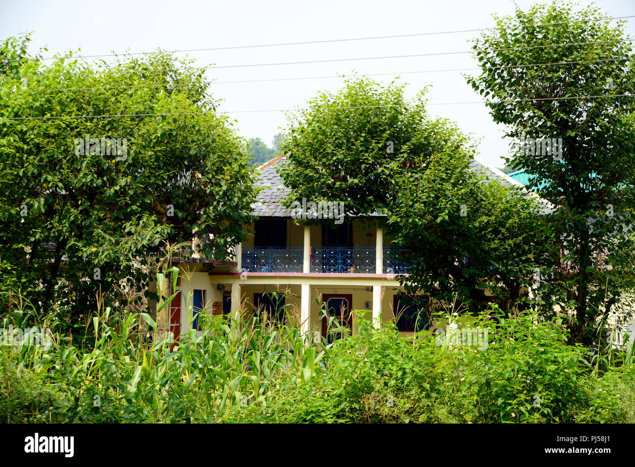 Traditional house with sloping roof at Himachal Pradesh Stock Photo - Alamy