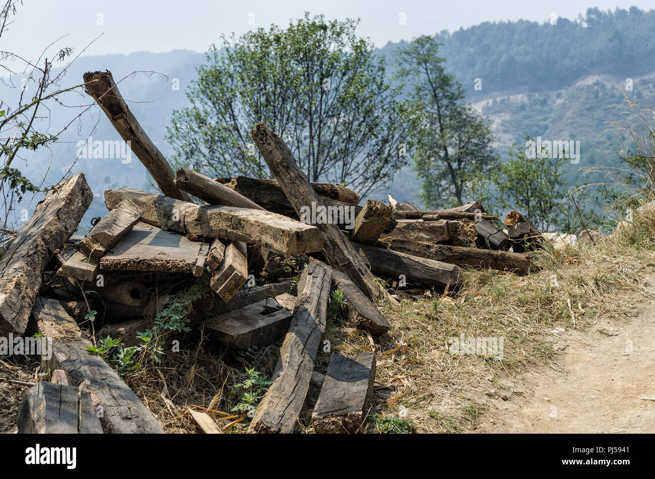 Rotten Plank - A stack of old timber piled up Stock Photo - Alamy
