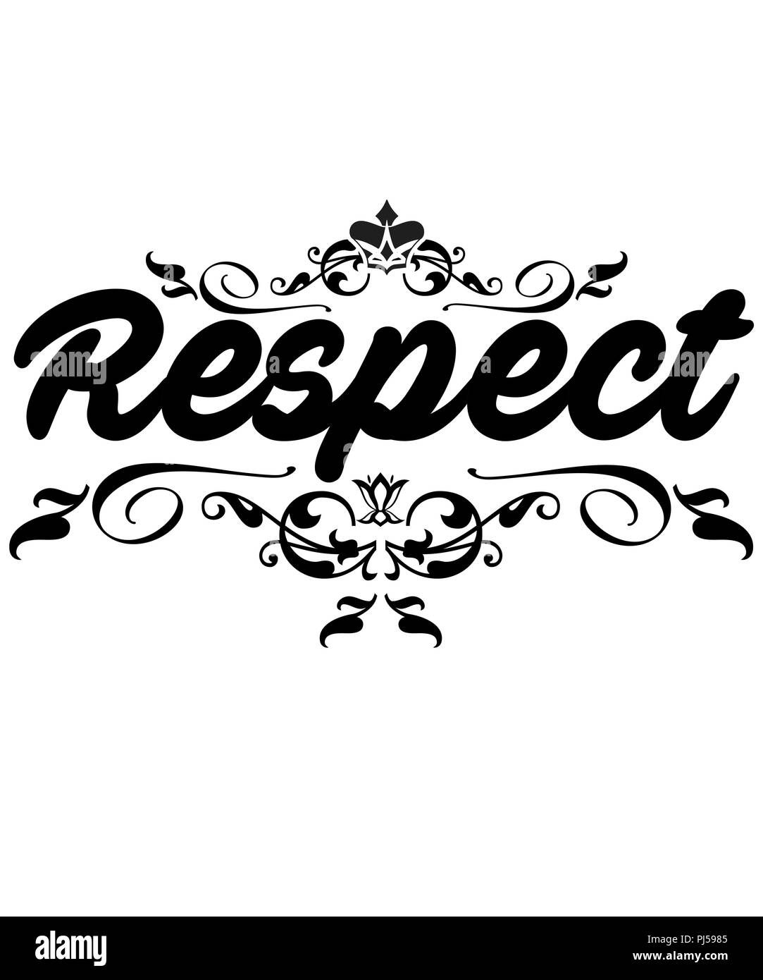 Respect graphic design illustration with design swirls on a white ...