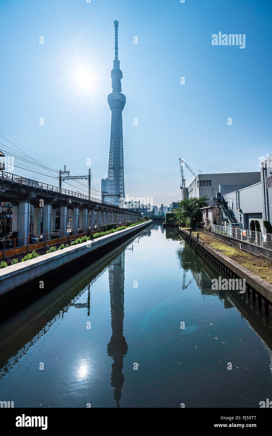 TOKYO, JAPAN - June 22, 2018: Tokyo Sky Tree and blue sky. Tokyo Sky ...