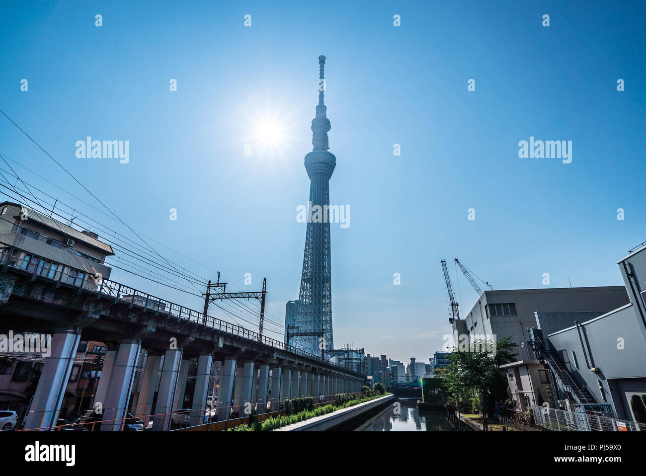 TOKYO, JAPAN - June 22, 2018: Tokyo Sky Tree and blue sky. Tokyo Sky ...