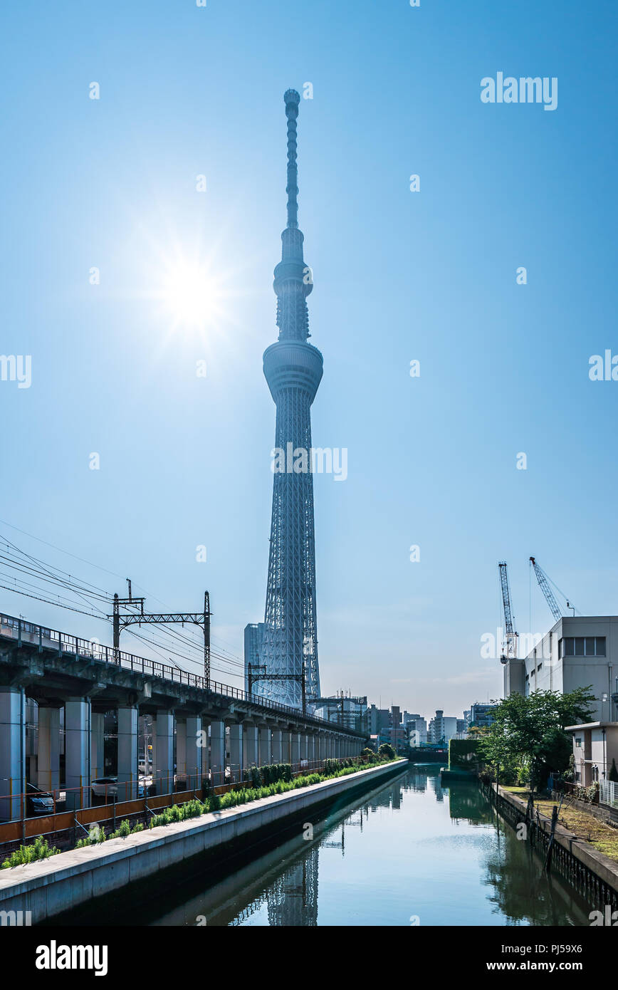 TOKYO, JAPAN - June 22, 2018: Tokyo Sky Tree and blue sky. Tokyo Sky ...