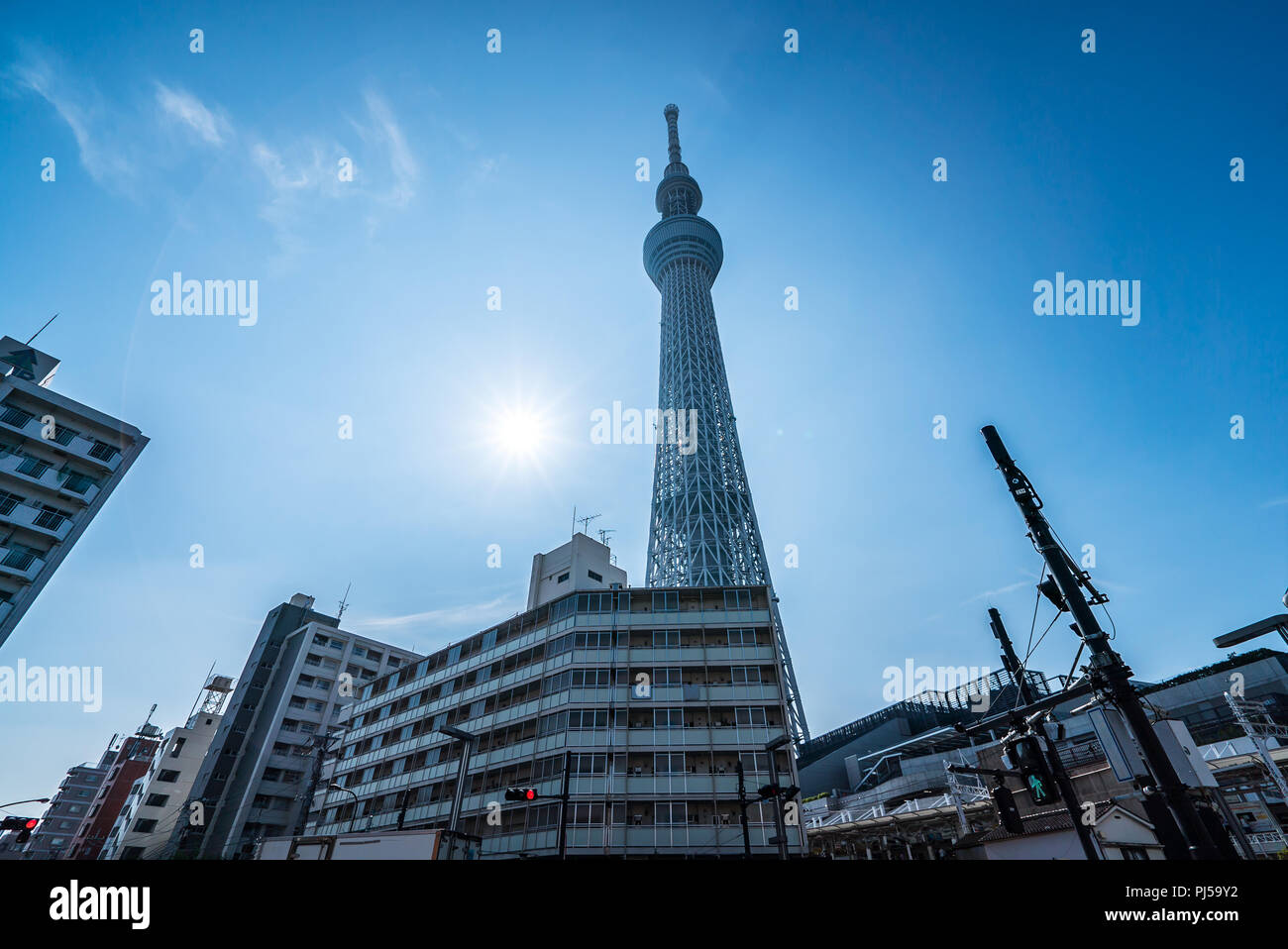 TOKYO, JAPAN - June 22, 2018: Tokyo Sky Tree and blue sky. Tokyo Sky ...