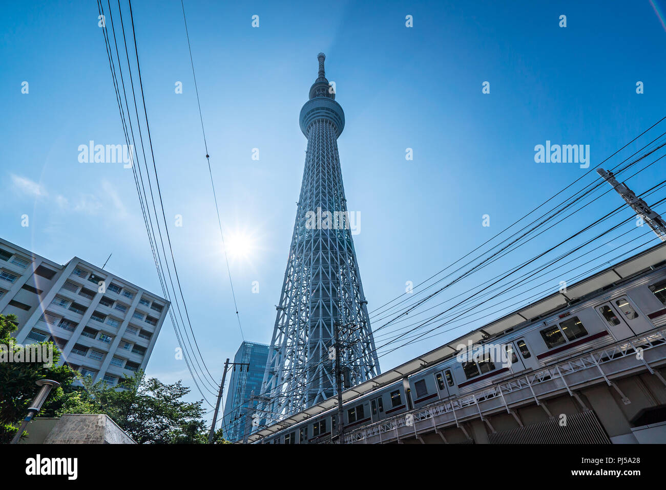TOKYO, JAPAN - June 22, 2018: Tokyo Sky Tree and blue sky. Tokyo Sky ...