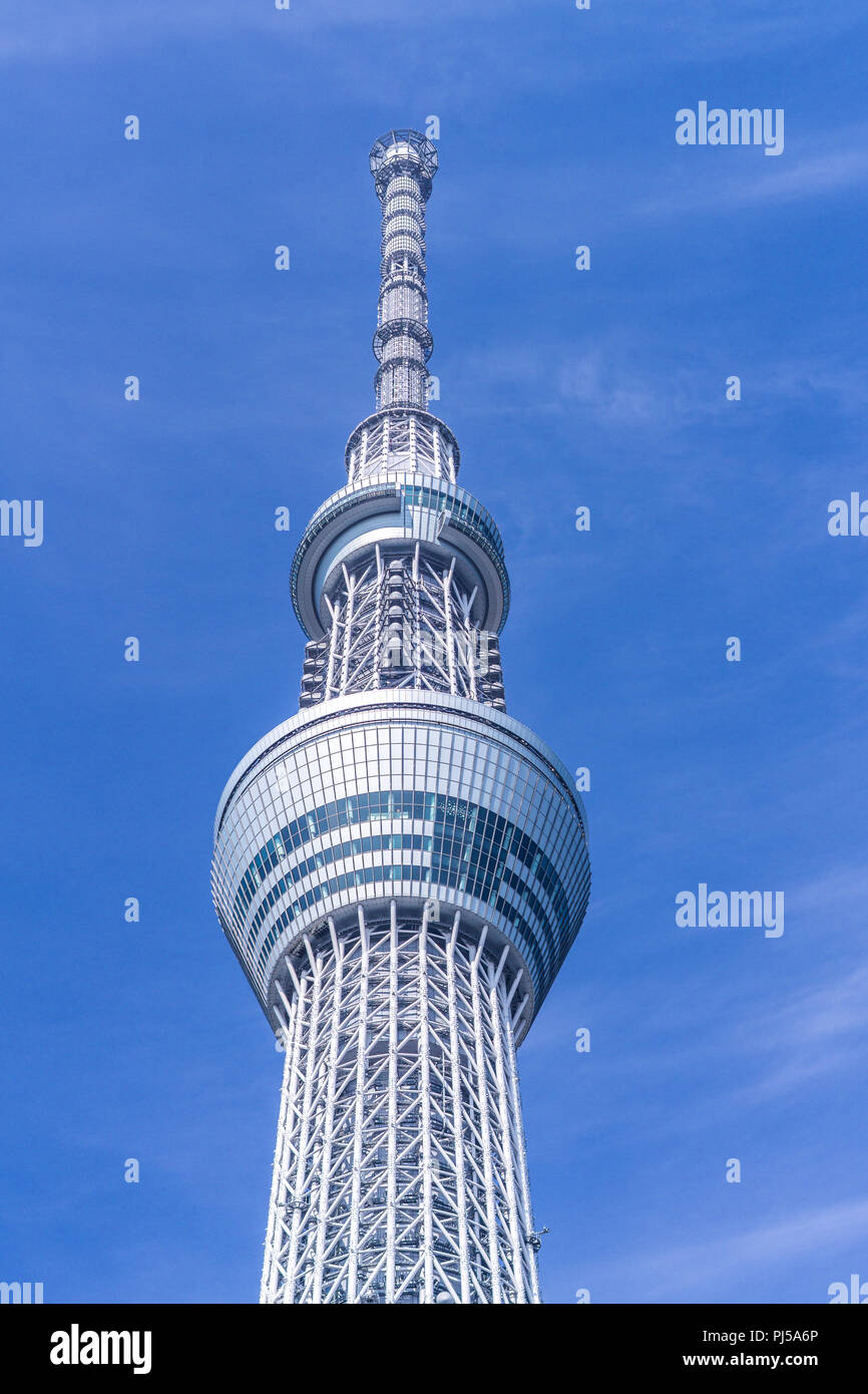 TOKYO, JAPAN - June 22, 2018: Tokyo Sky Tree and blue sky. Tokyo Sky ...