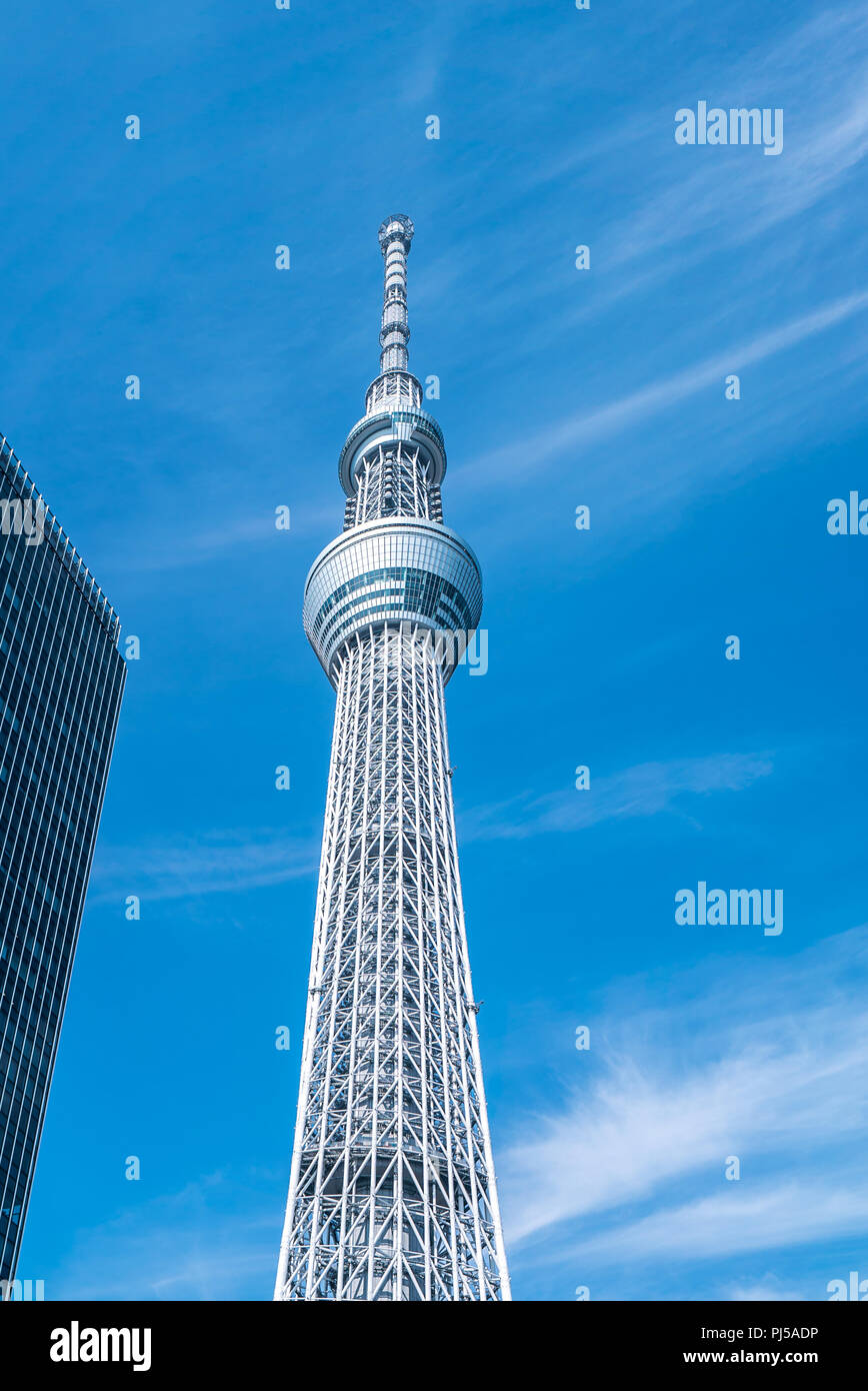 TOKYO, JAPAN - June 22, 2018: Tokyo Sky Tree and blue sky. Tokyo Sky ...