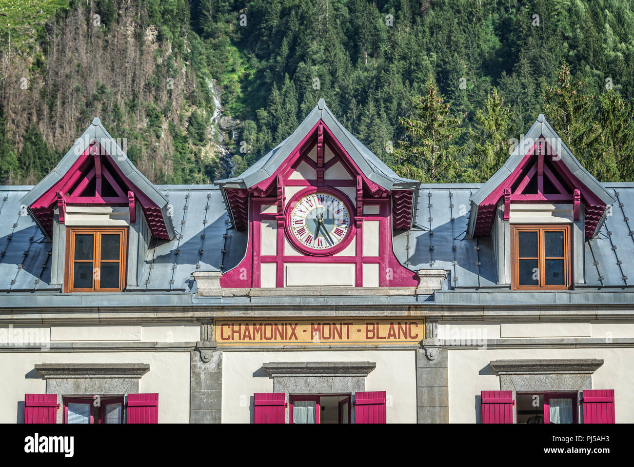 Chamonix Mont blanc train station, The Alps, France Stock Photo - Alamy