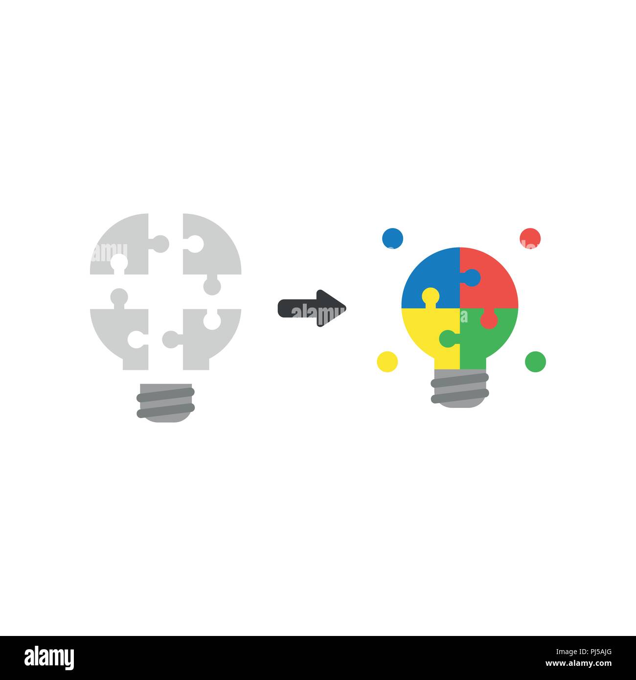 Vector illustration icon concept of light bulb jigsaw puzzle pieces ...