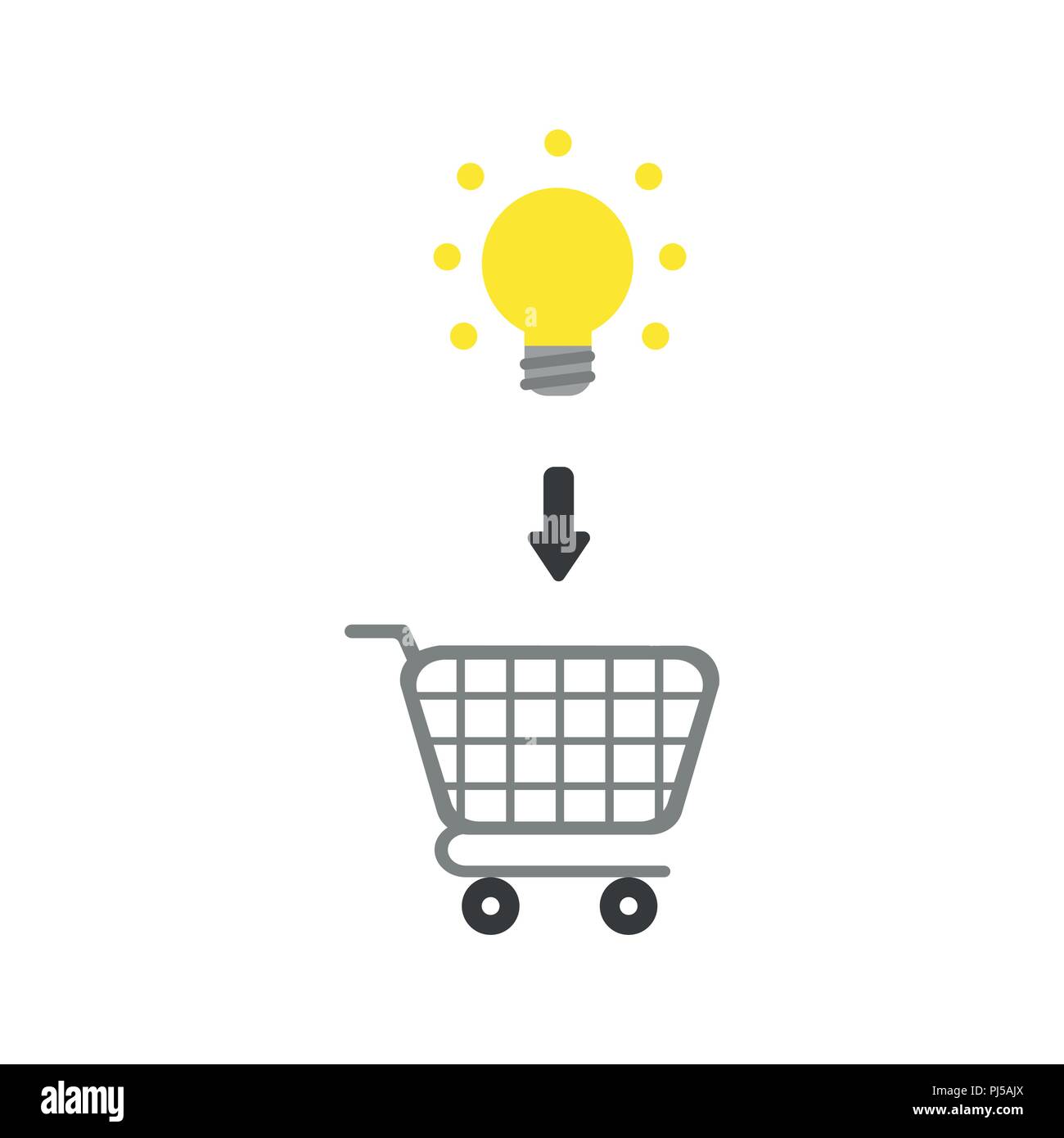 Vector illustration icon concept of light bulb inside shopping cart ...