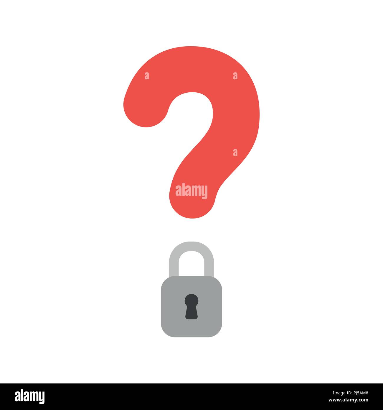 Vector illustration icon concept of question mark with closed padlock ...