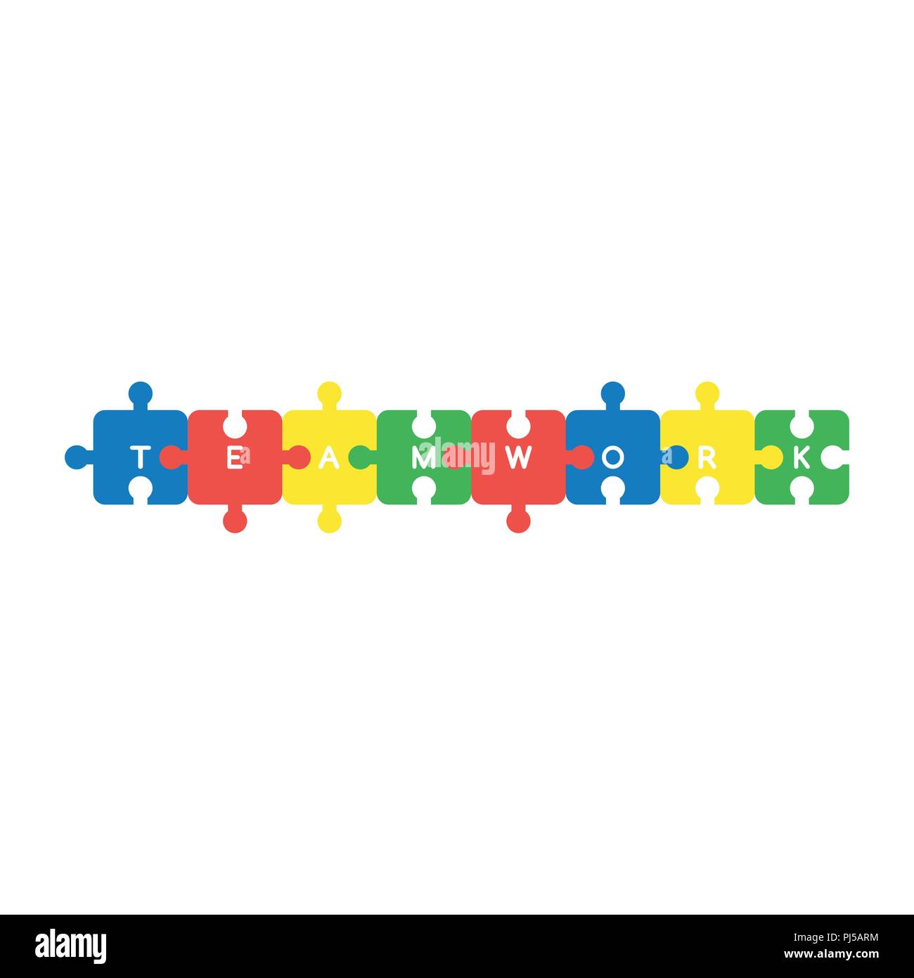 Vector illustration icon concept of connected teamwork jigsaw puzzle ...