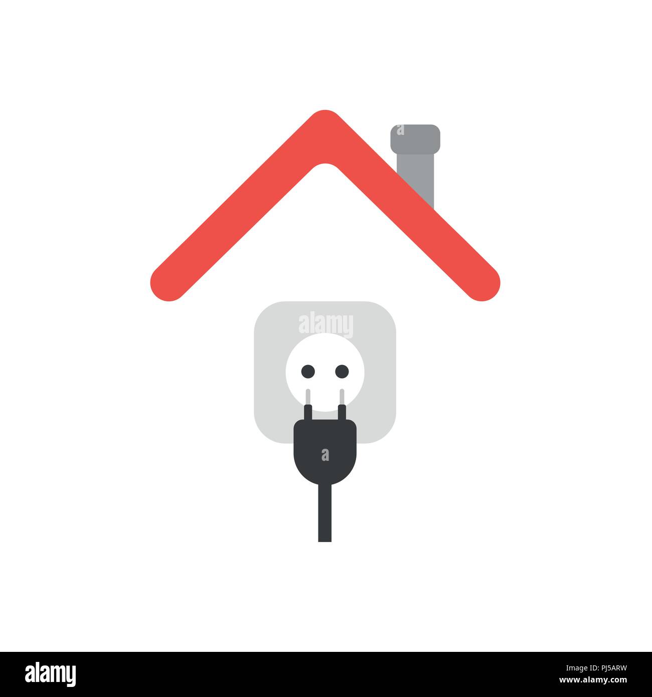 Vector illustration icon concept of plug and outlet under house roof ...