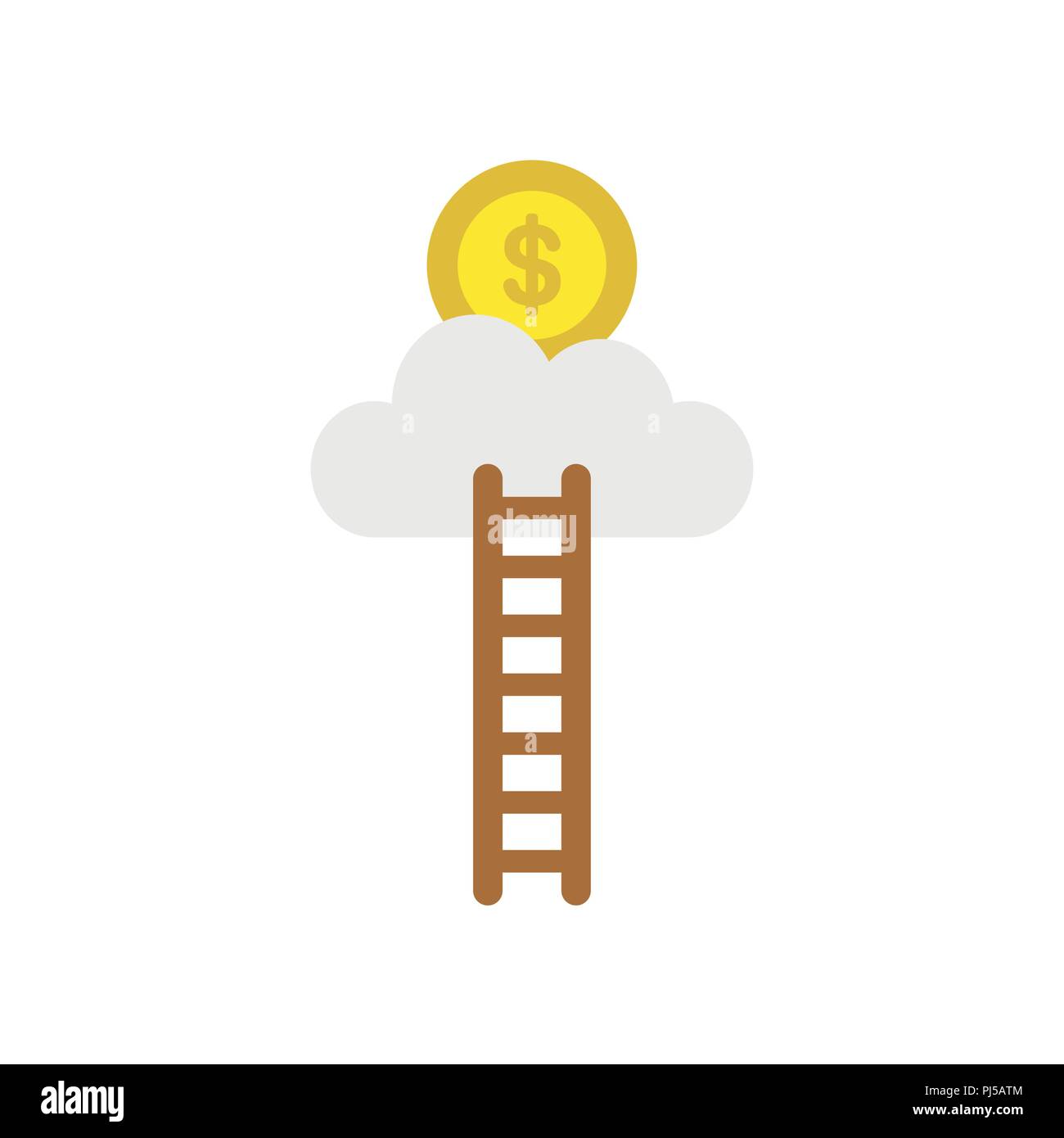 Vector illustration icon concept of ladder reach dollar money coin on ...