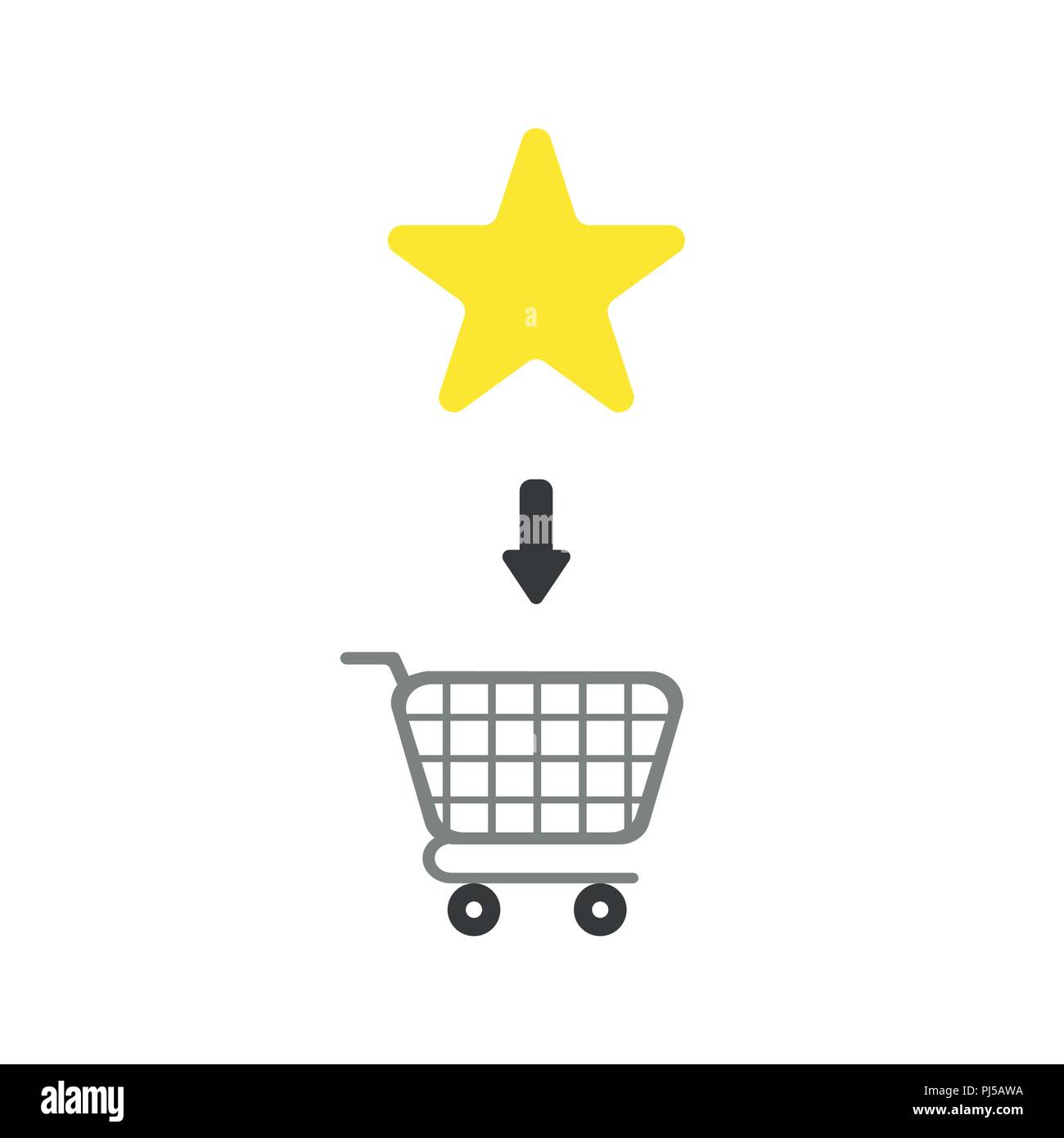 Vector illustration icon concept of star inside shopping cart Stock ...