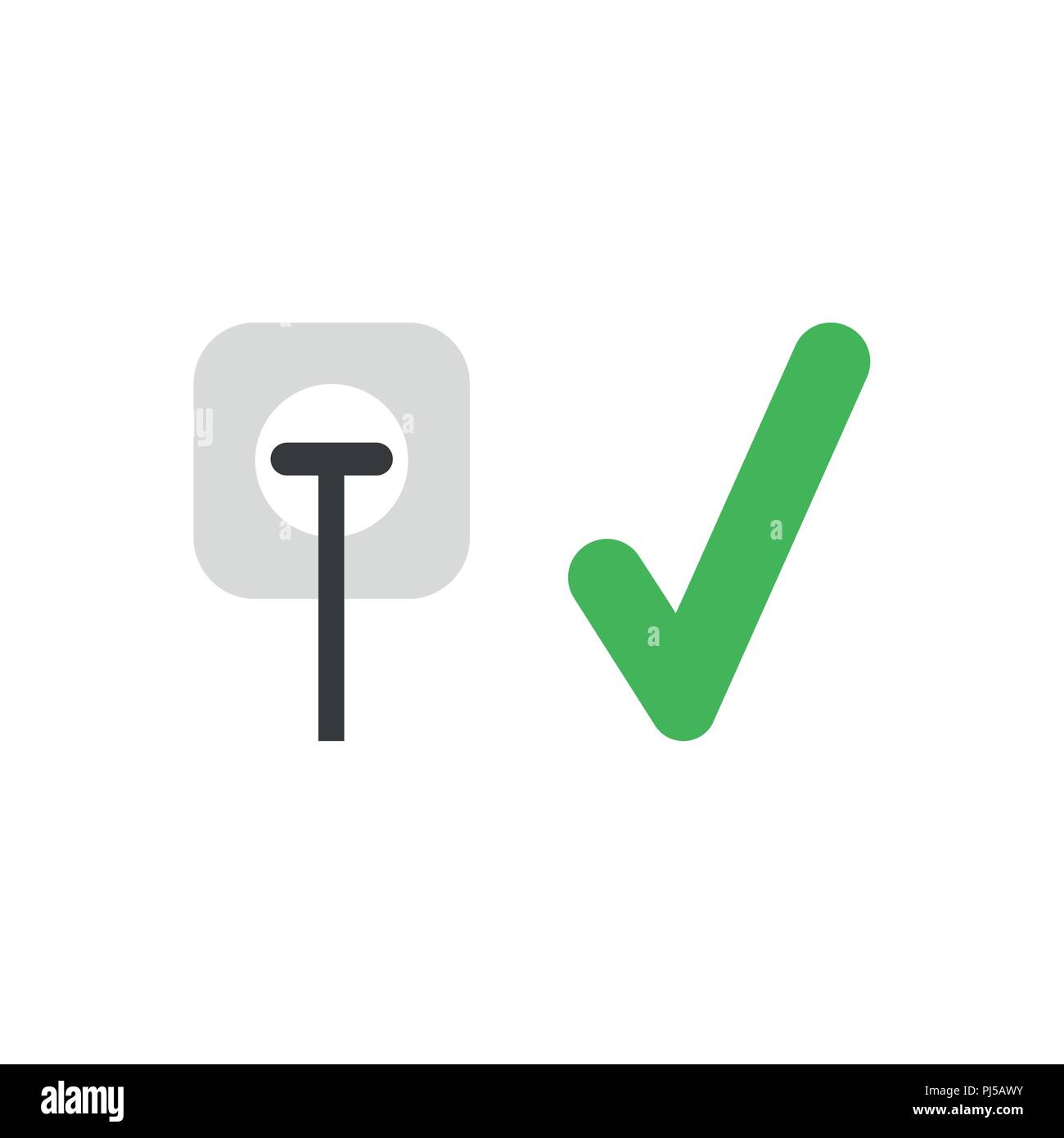 Vector illustration icon concept of plug plugged into outlet with check ...