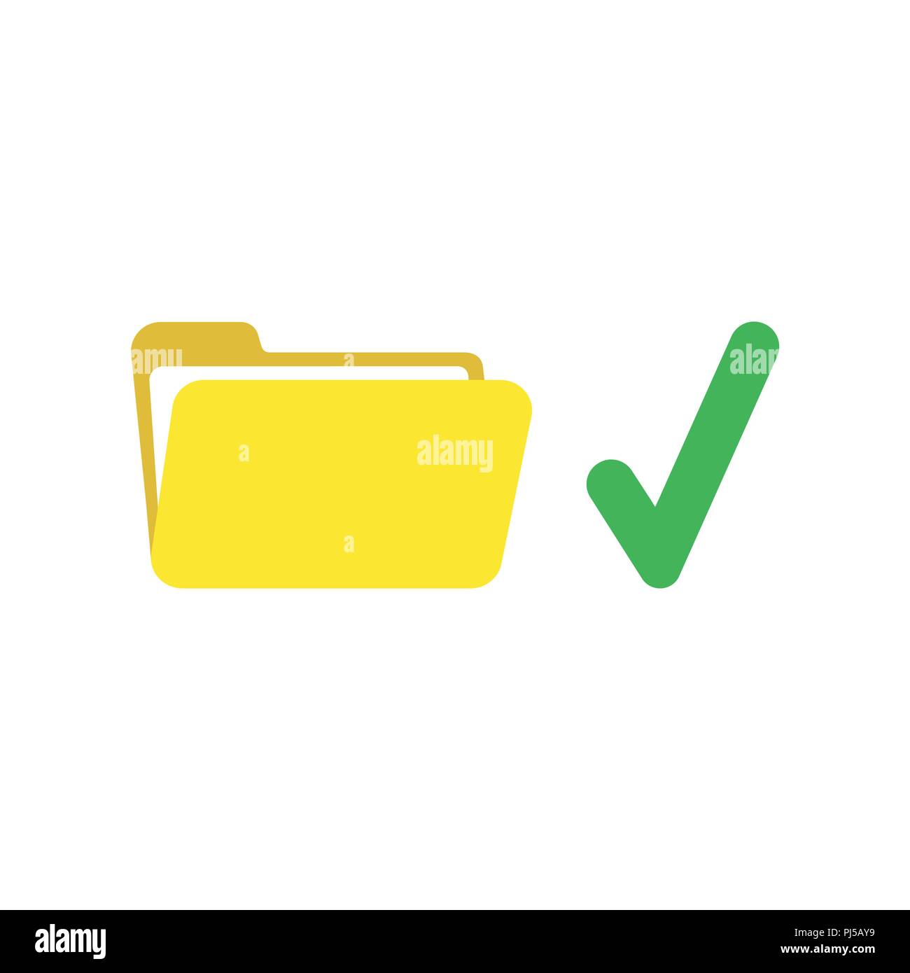Vector illustration icon concept of open file folder with check mark ...