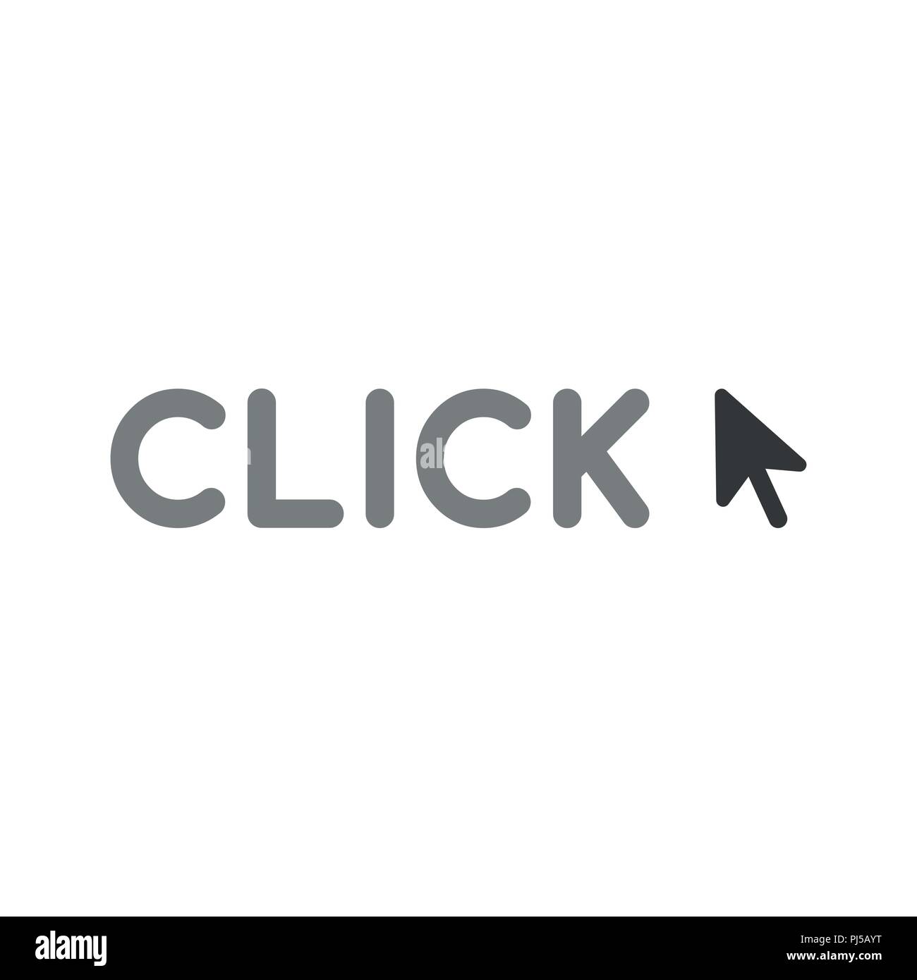 Vector illustration icon concept of click word with mouse cursor arrow ...