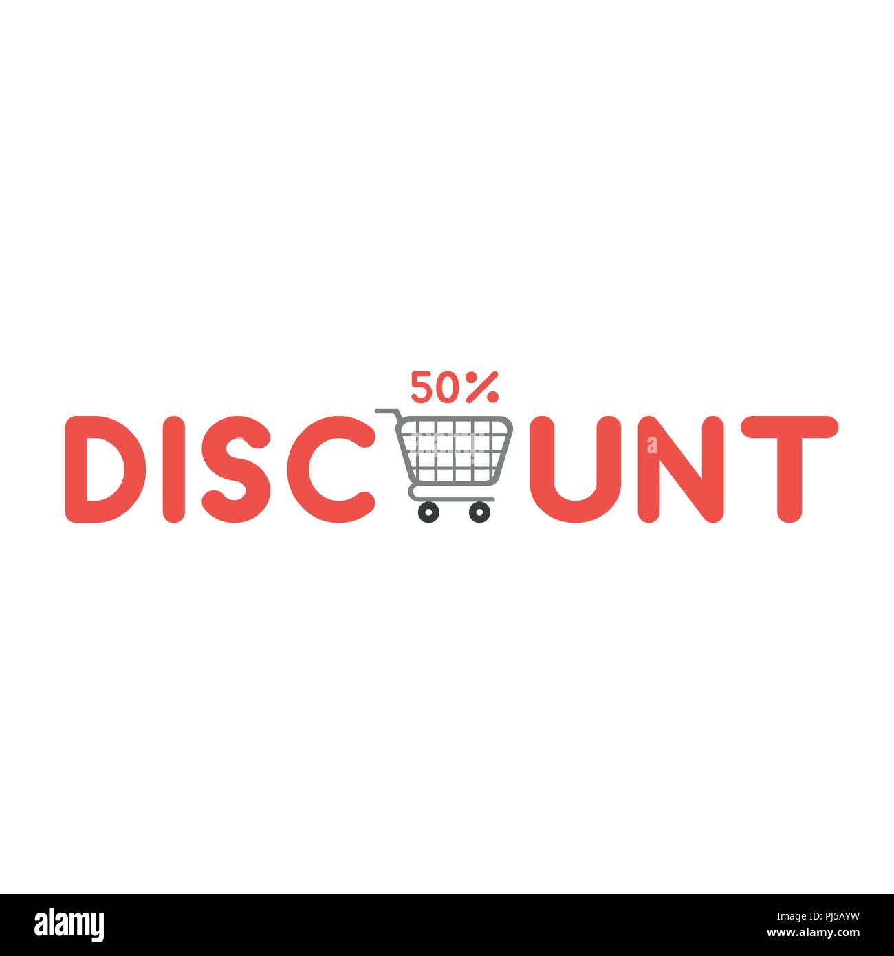 Vector illustration icon concept of discount word with shopping cart ...