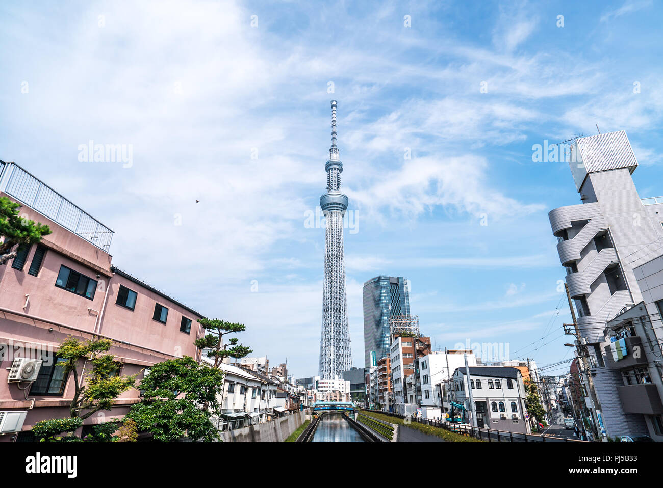 TOKYO, JAPAN - June 22, 2018: Tokyo Sky Tree, sunset and blue sky ...