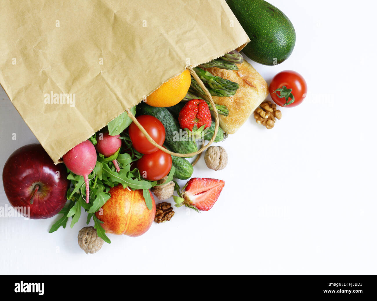 shopping package organic products - fruits and vegetables Stock Photo ...