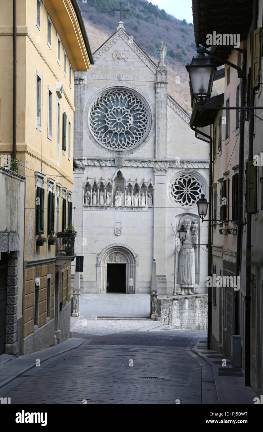 facade of Cathedral of Gemona a small city in the Northern Italy Stock ...