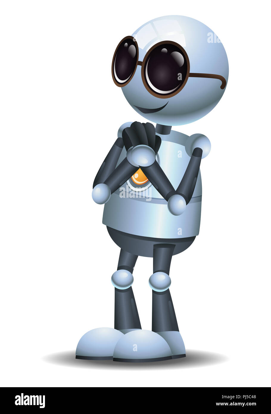 illustration of a little robot emotion in relaxing on isolated white ...