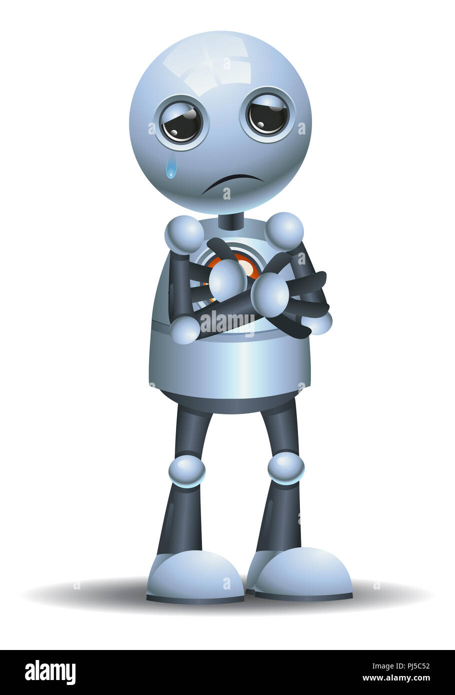 illustration of a little robot emotion in sorrowful on isolated white ...