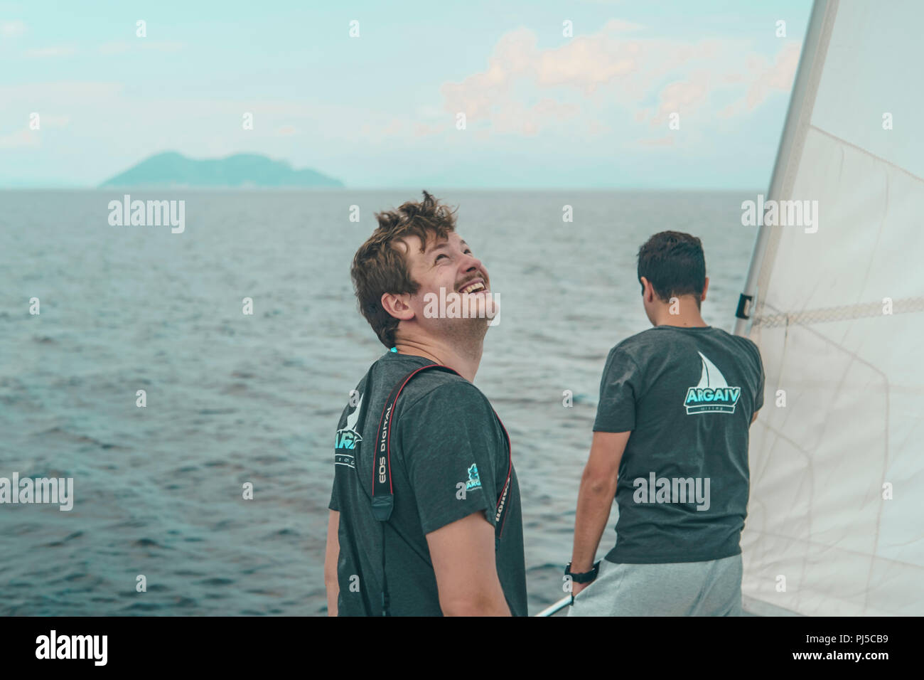 Sailing Boat action Stock Photo - Alamy