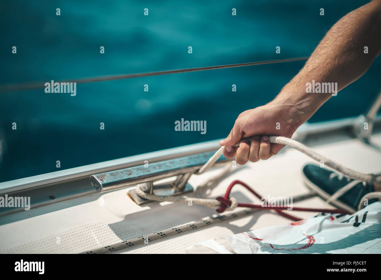 Sailing Boat action Stock Photo - Alamy