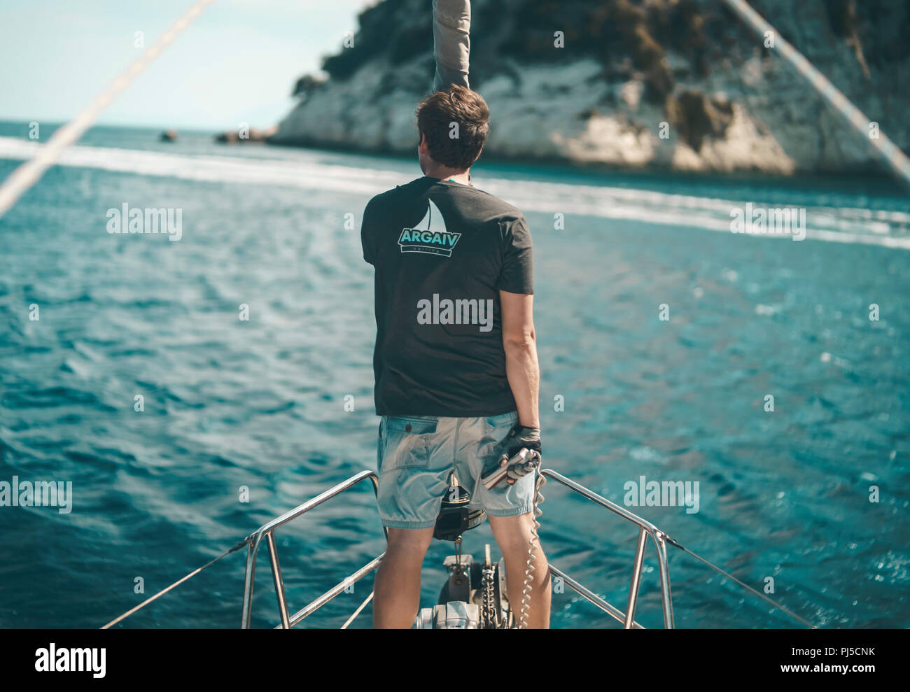 Sailing Boat action Stock Photo - Alamy