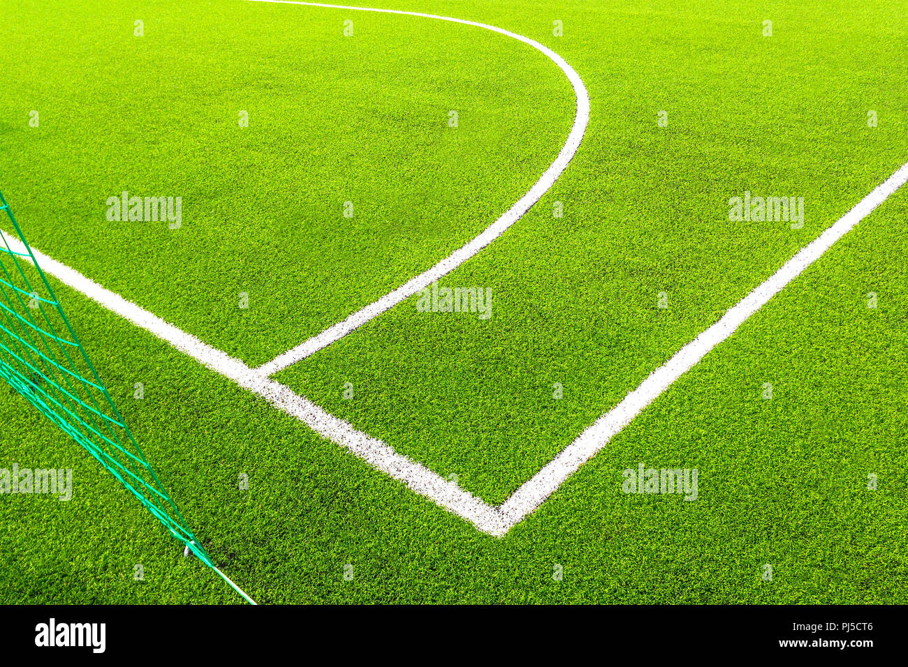 Fragment of the new white markup on the football field for mini ...