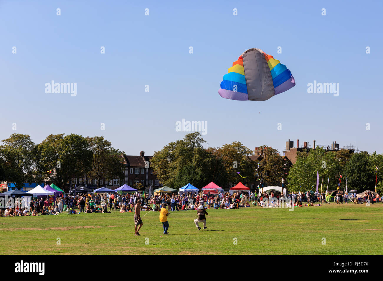 ‘NASAman’ Keith flies a largel kite at Streatham Common Kite Day kite ...