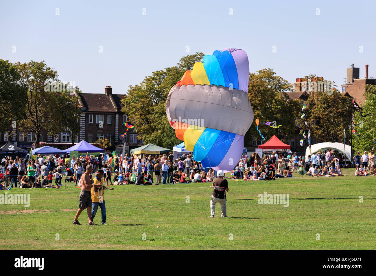 ‘NASAman’ Keith flies a largel kite at Streatham Common Kite Day kite ...