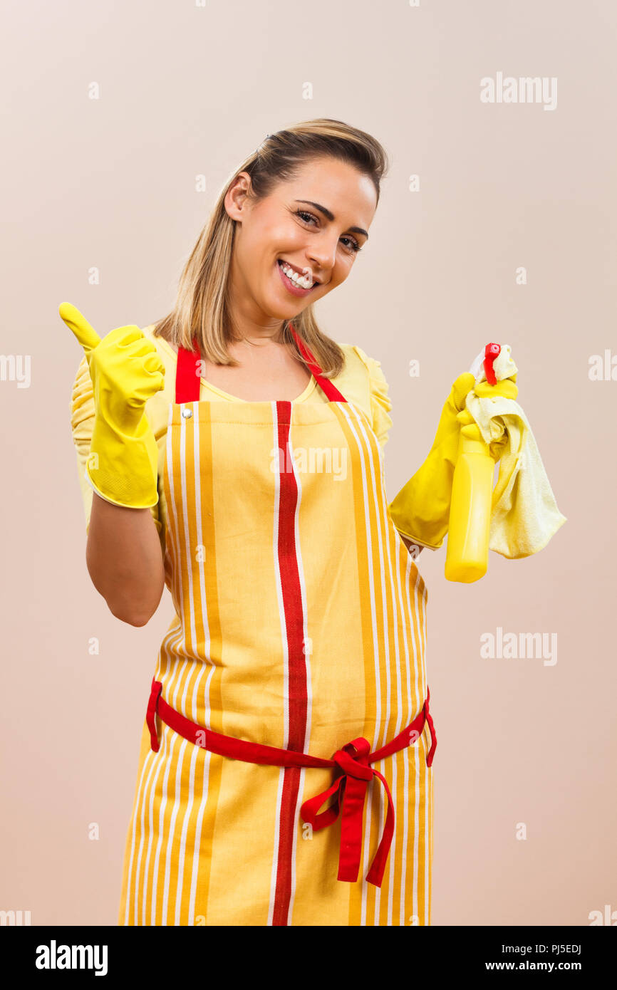Thumbs up for cleaning Stock Photo - Alamy