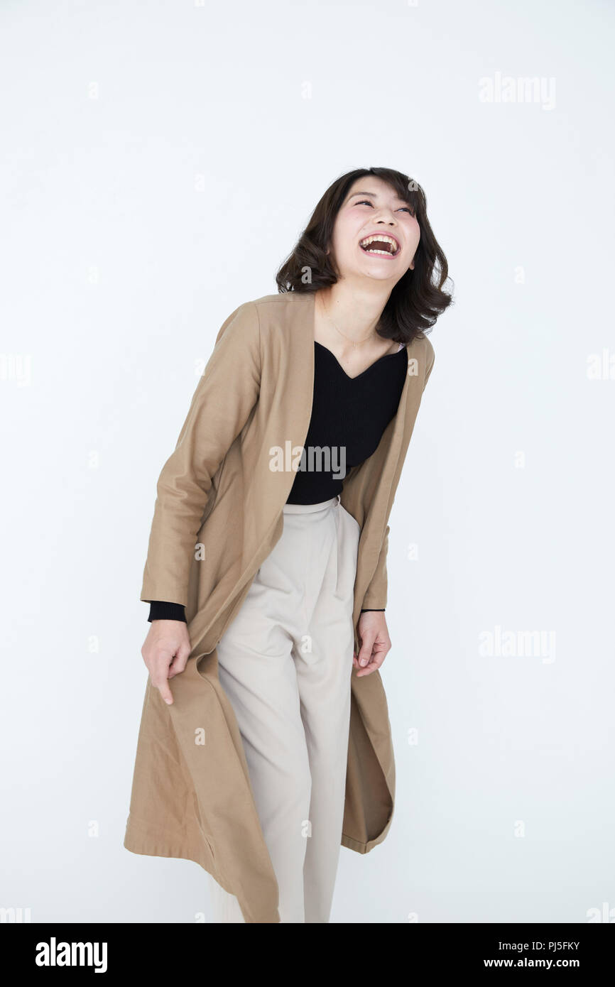 Japanese woman on white background Stock Photo - Alamy