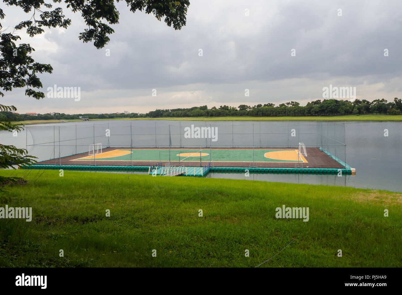 Floating football field in Thailand Stock Photo - Alamy