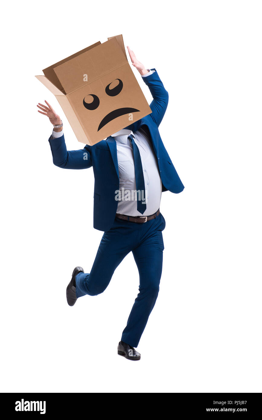 Unpacking box man sad Cut Out Stock Images & Pictures - Alamy