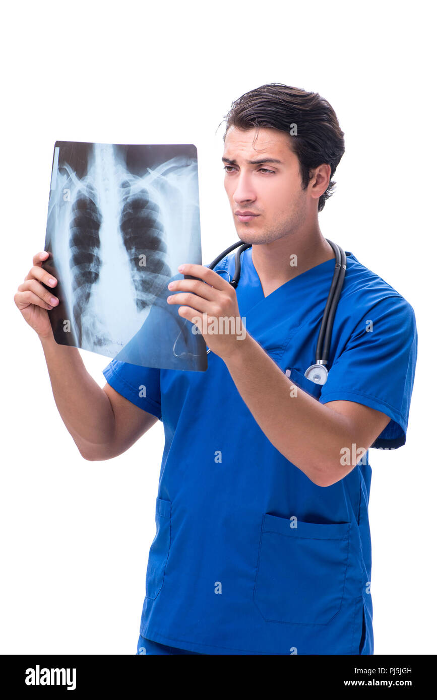 Radiologist doctor with x-ray image isolated on white Stock Photo - Alamy