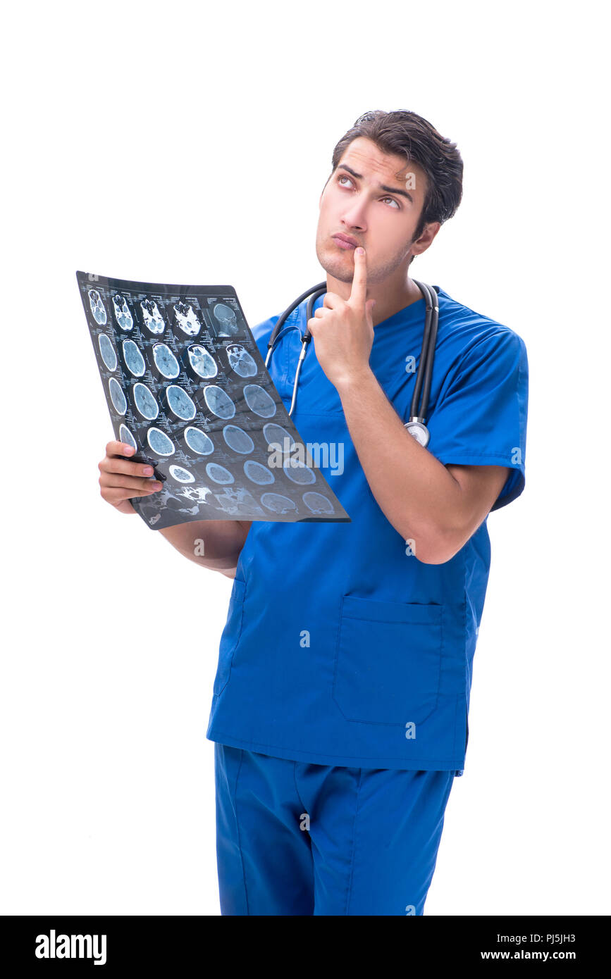 Radiologist doctor with x-ray image isolated on white Stock Photo - Alamy